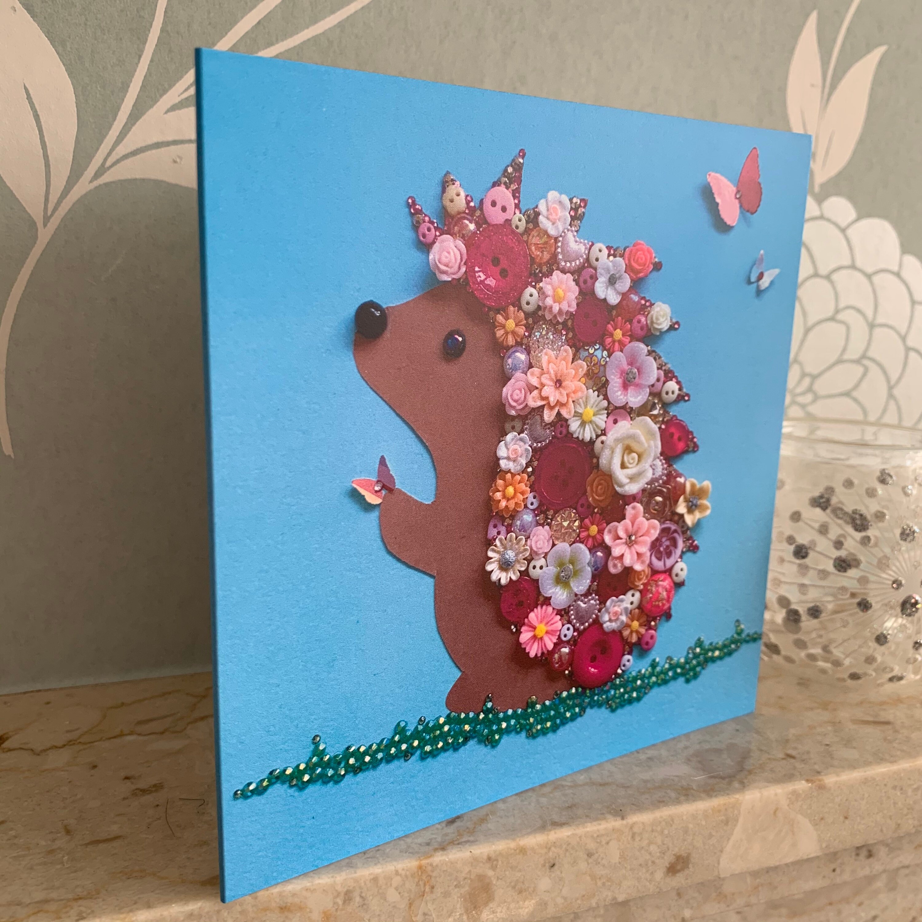 PRINTED Hedgehog Art Cards Flat Hedgehog Cards Pink Floral - Etsy UK
