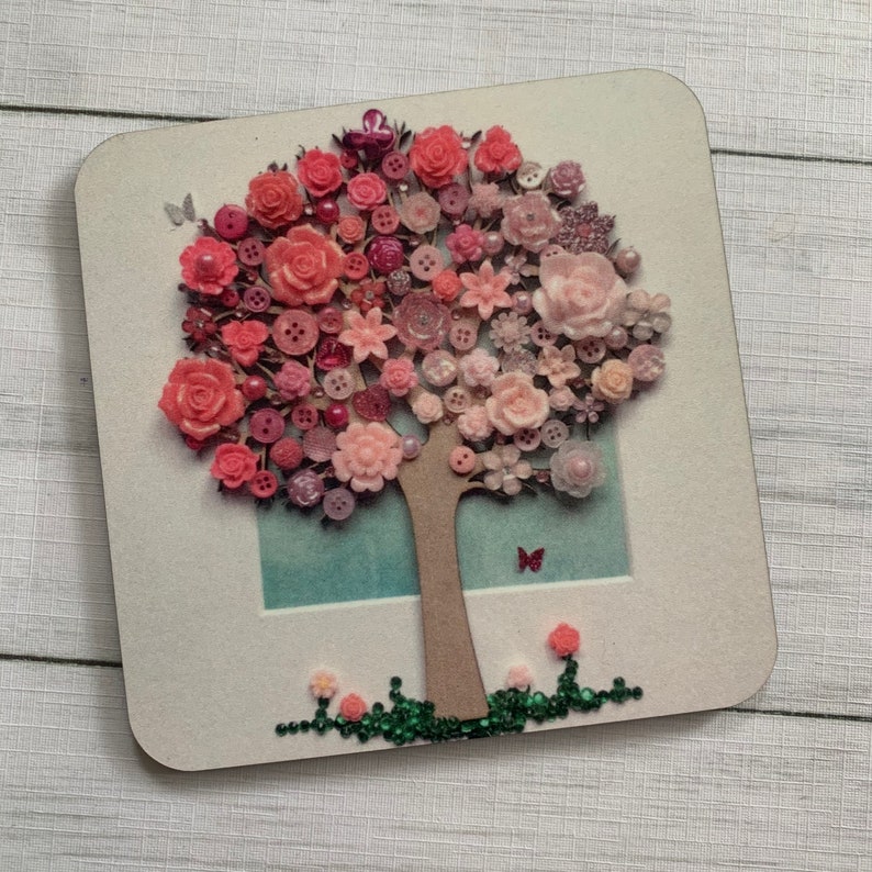 PRINTED Individual Blossom Tree Coasters Pink Tableware Tree - Etsy
