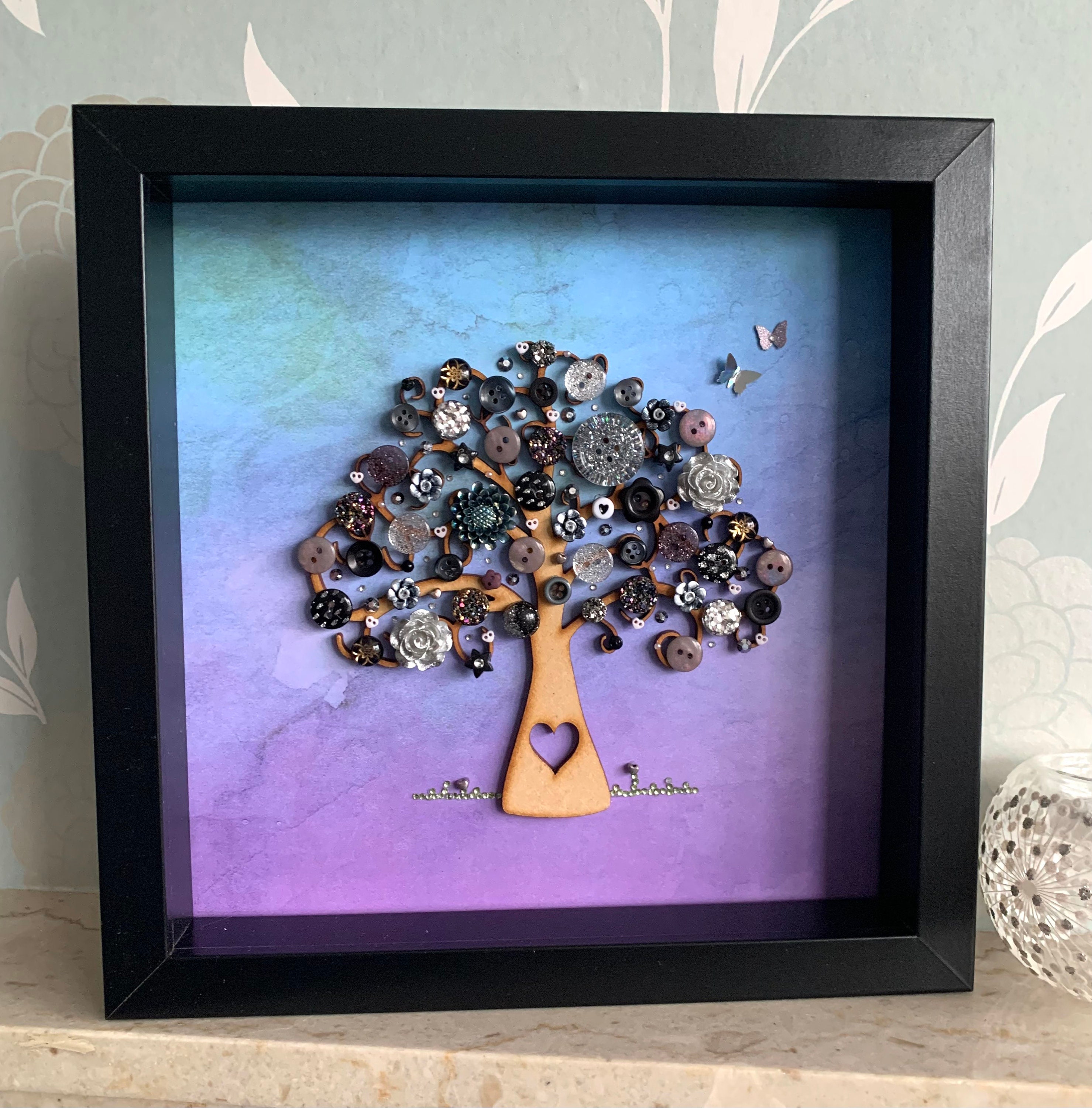 The Black Button Tree Button Art Tree Frame Gift Black and | Etsy UK