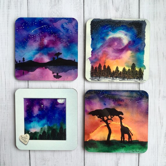 PRINTED Individual Watercolour Coasters Art Coasters Love to | Etsy