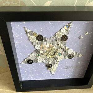 The Button Star, Button Framed Art, Star Theme Decor, Button Art Star ...