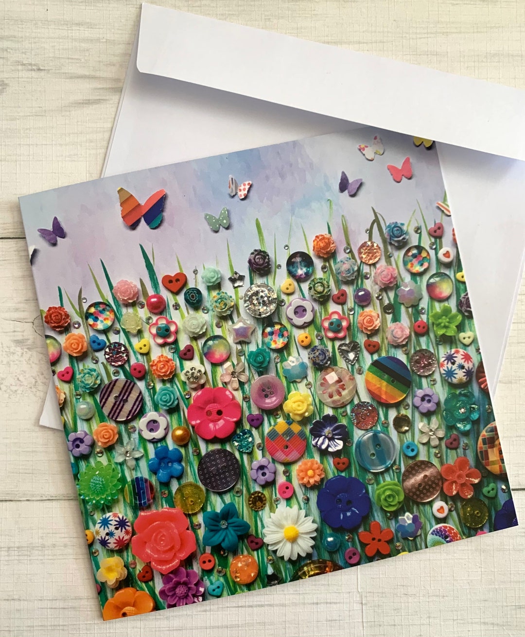 PRINTED Rainbow Meadow Greeting Cards, Flat Printed Cards, Rainbow ...