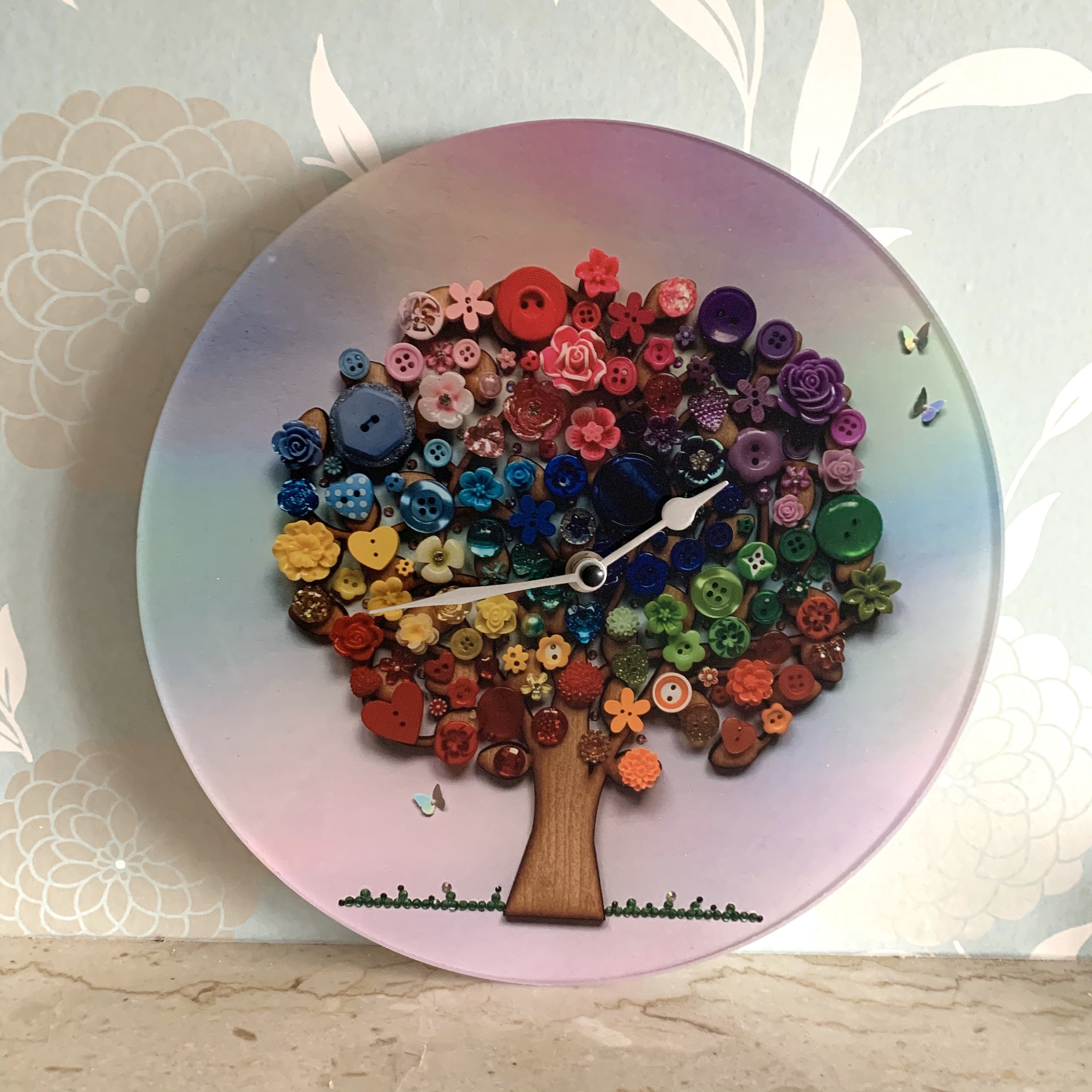 Home & Living Home Décor The Rainbow Tree Clock Art Wall Clock Rainbow ...