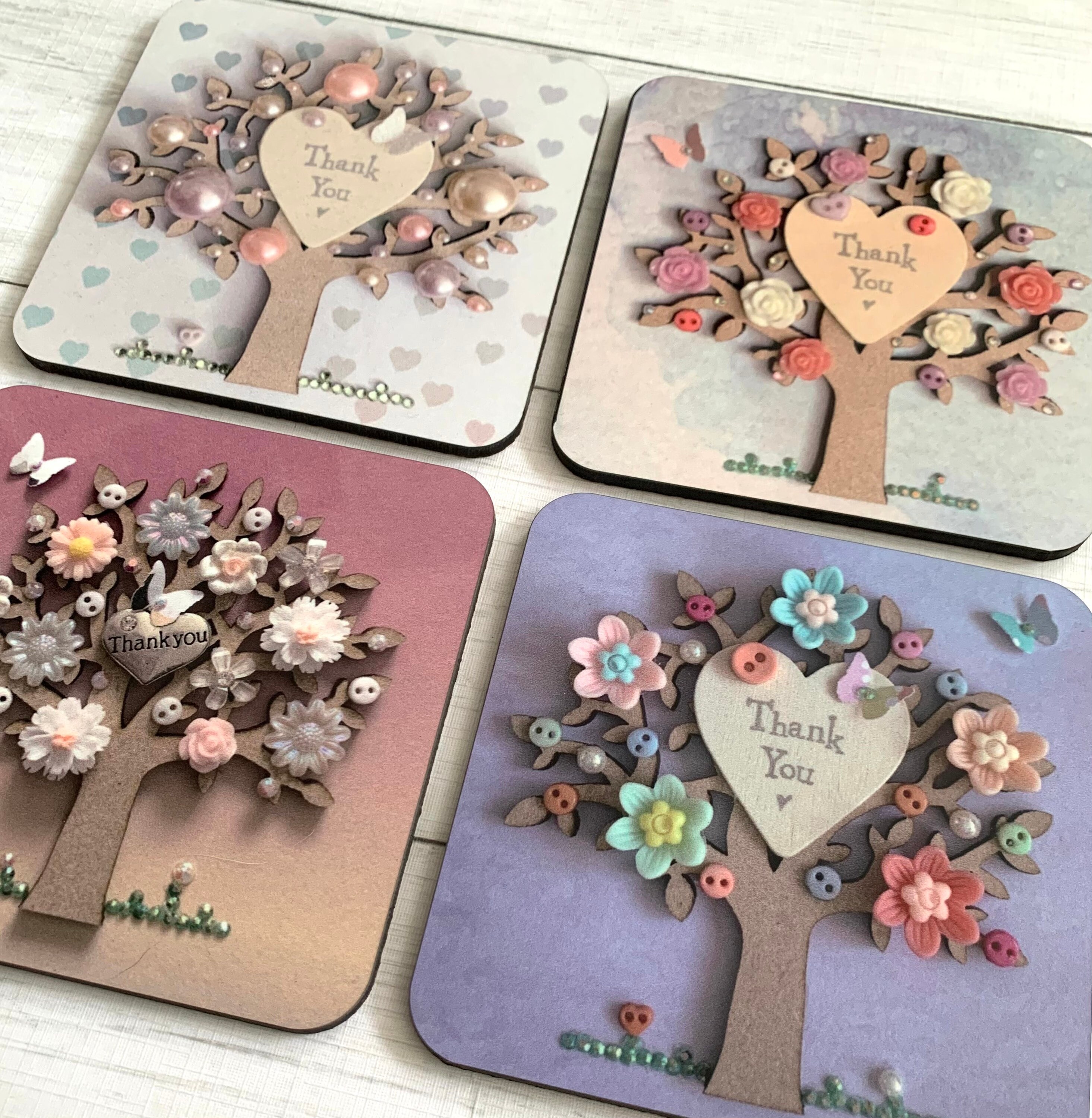 PRINTED Individual Thank You Tree Coasters Tree Art Drinks | Etsy UK