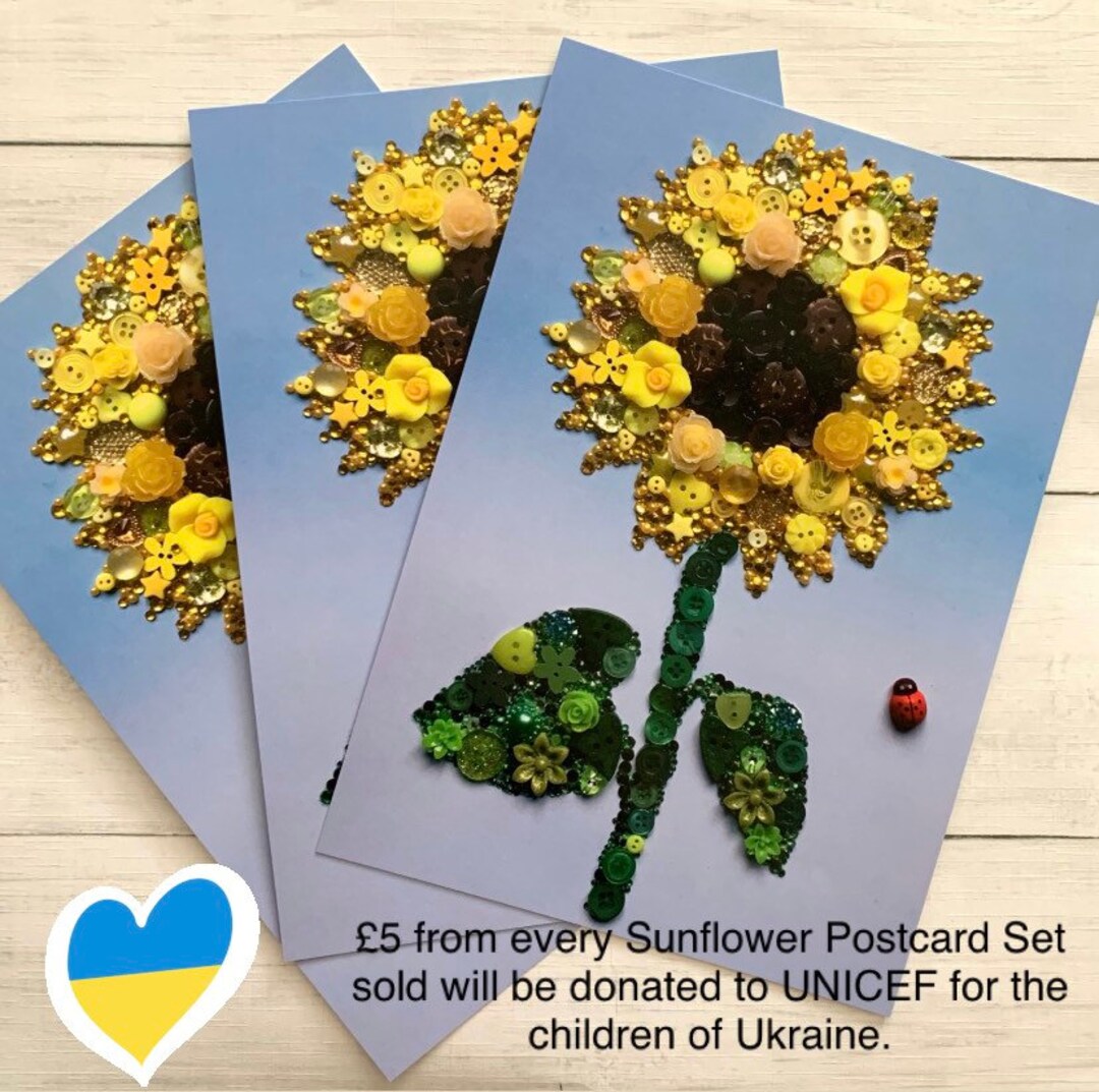 Set of 3 PRINTED A5 Sunflower Postcards, Sunflower Postcard Pack ...
