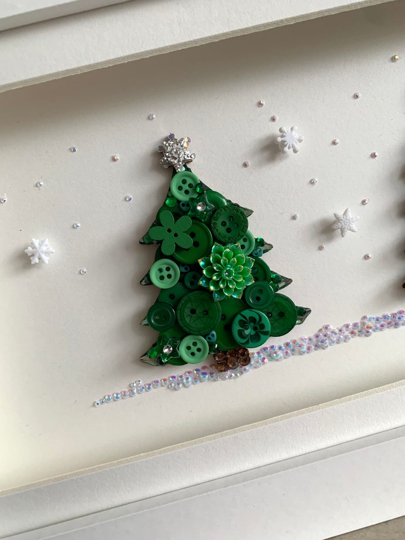 The Button Christmas Trees Button Art Gift Unique Christmas | Etsy