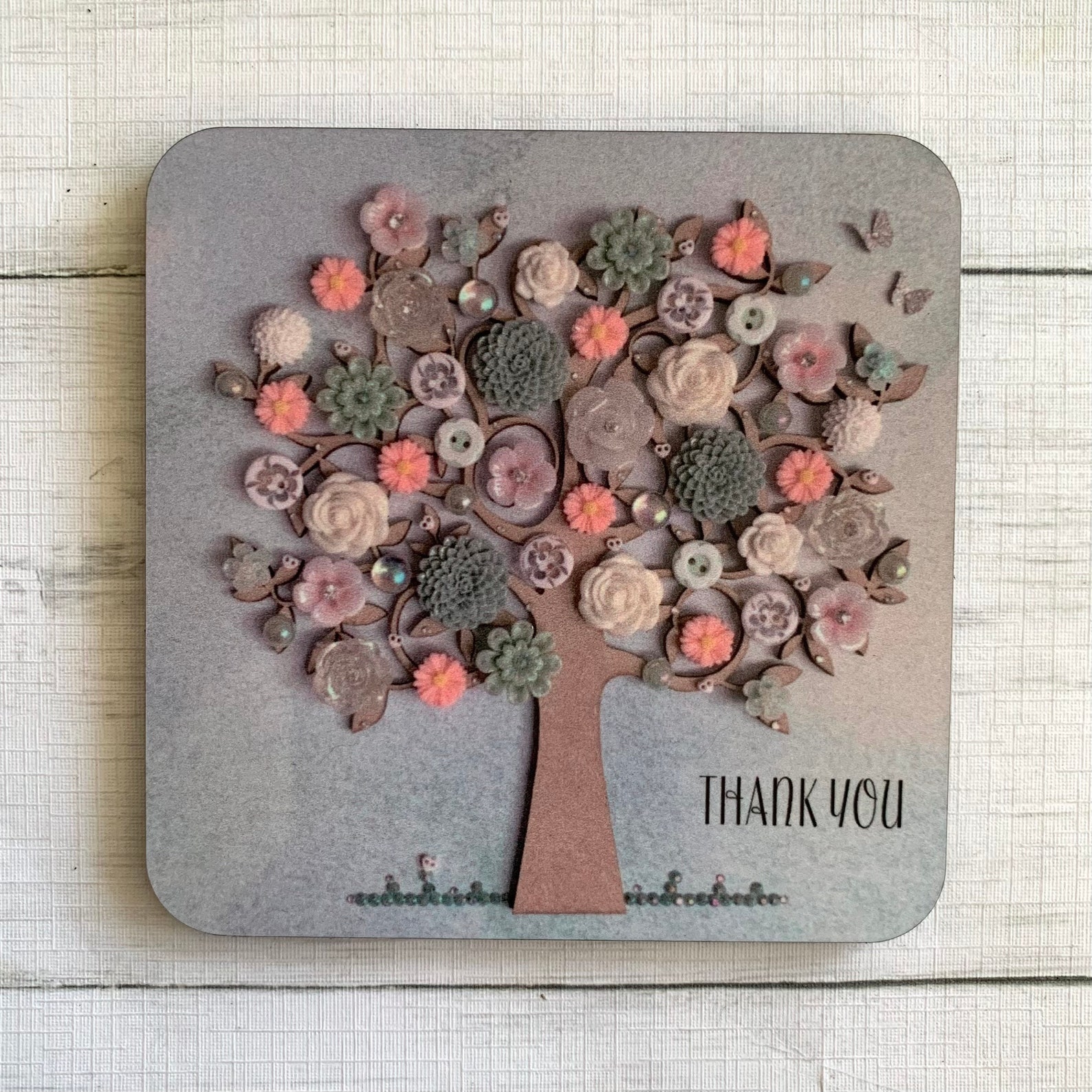PRINTED Individual Thank You Tree Art Coasters Tree Art - Etsy