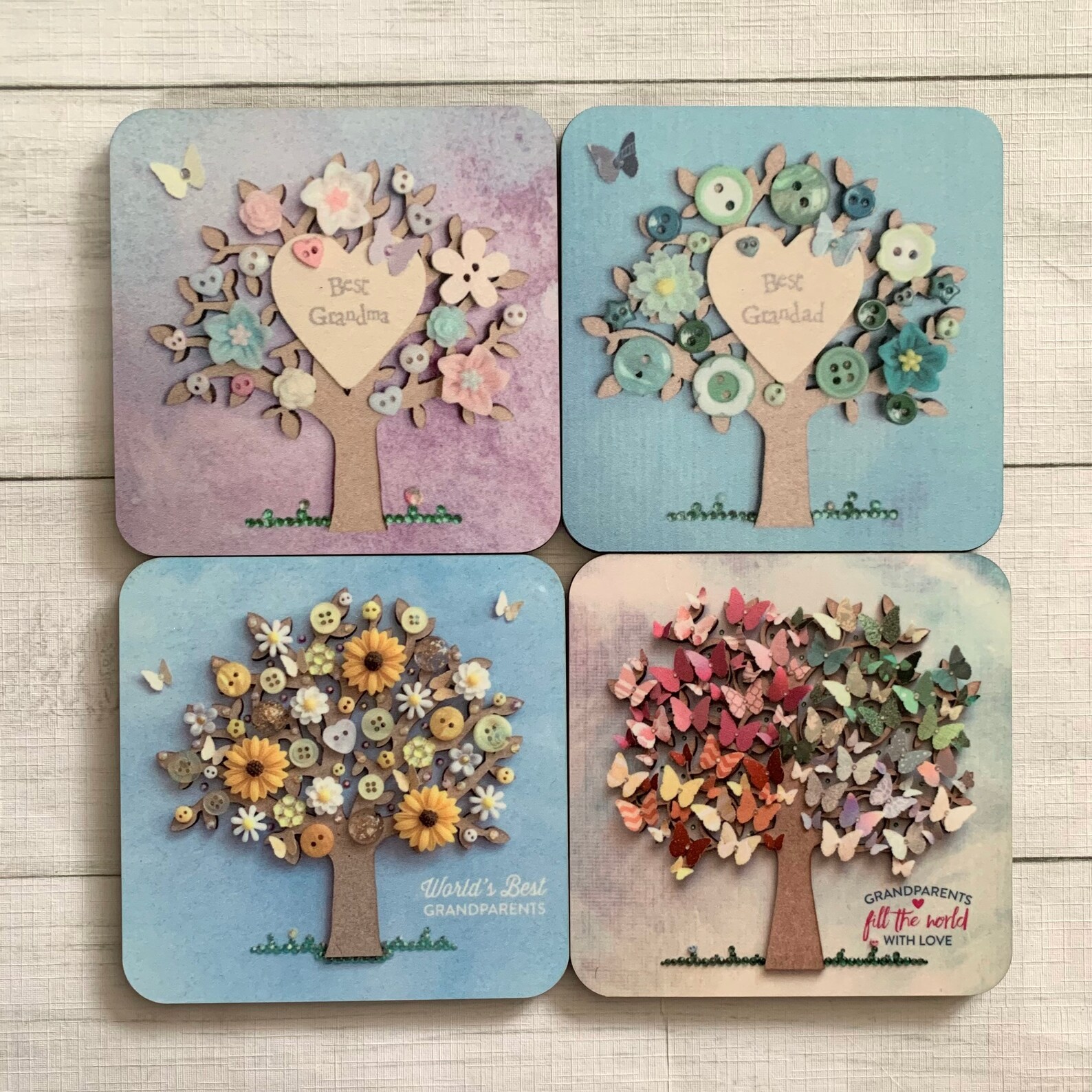 PRINTED Individual Best Grandma Coasters, Grandad Quote Coasters, Tree ...