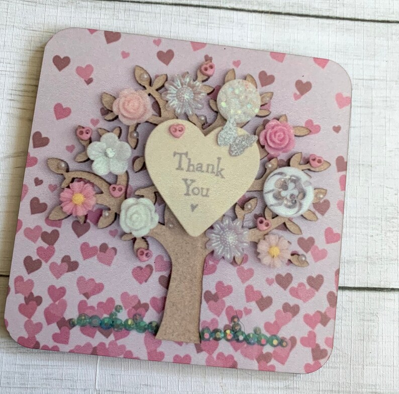 PRINTED Individual Thank You Coasters, Sentiment Gift, Tree Coasters ...