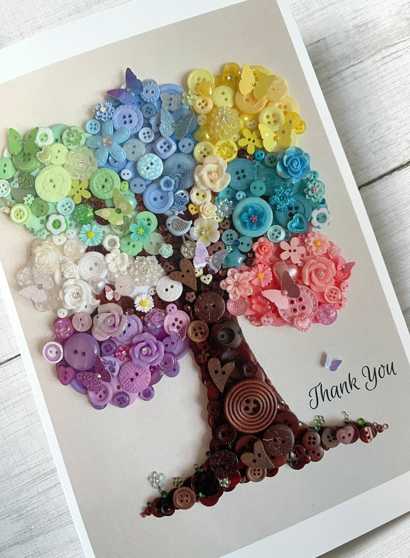 PRINTED Set of 2 Thank You Cards, Tree Art Thank You, Glossy Printed ...