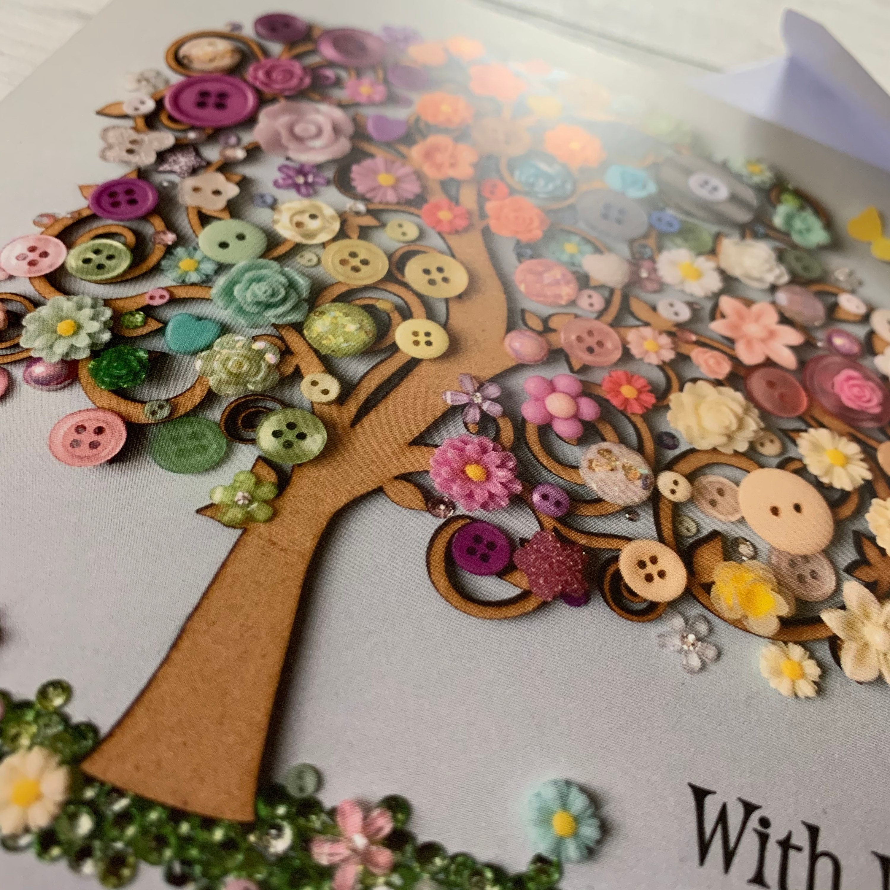 PRINTED Tree Art Card, With Love Card, Flat Printed Cards, Pastel Tree ...