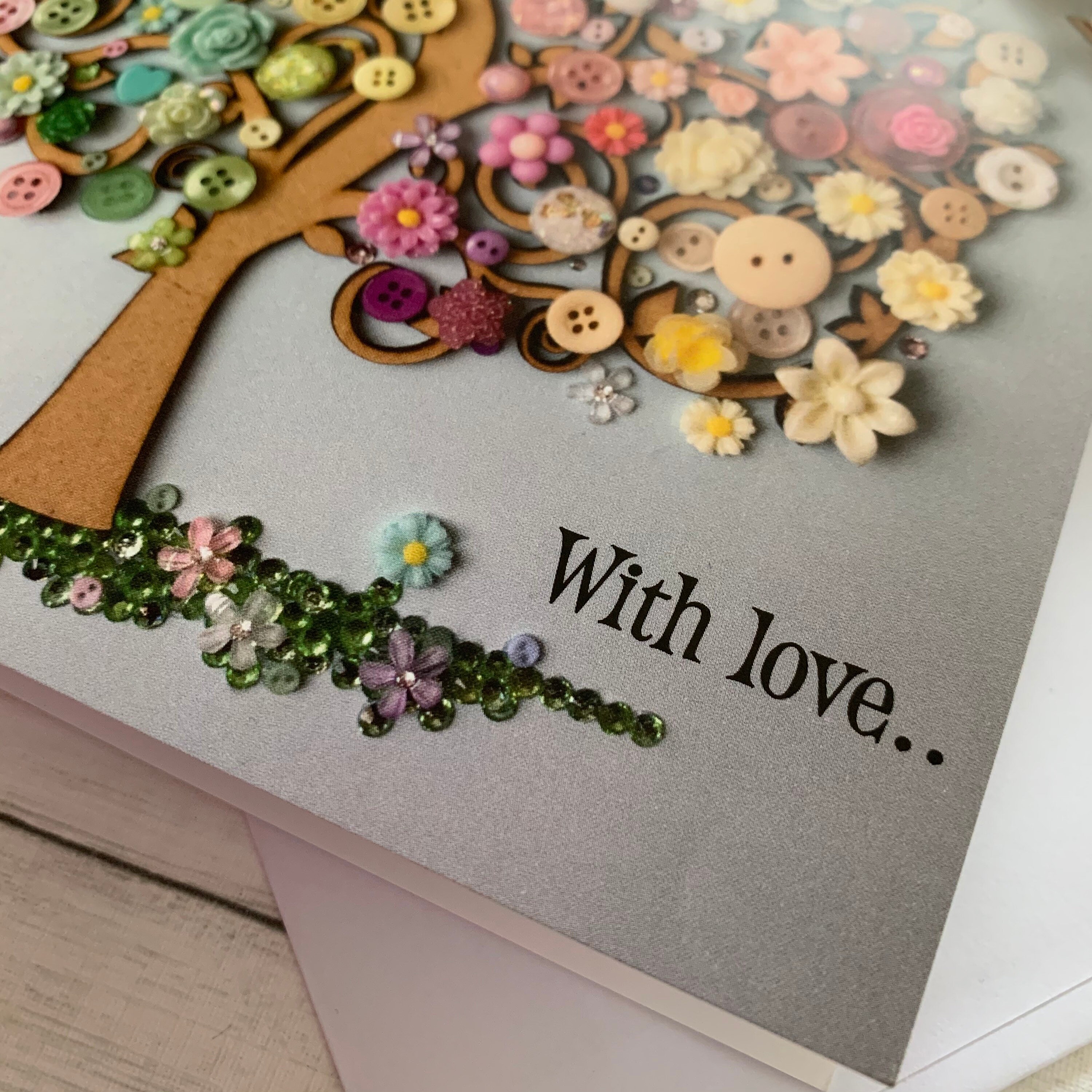 PRINTED Tree Art Card, With Love Card, Flat Printed Cards, Pastel Tree ...