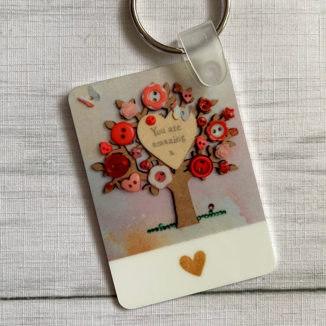 PRINTED (not 3D) Individual Love Quote Keyring, Aluminium Keyring Gift ...