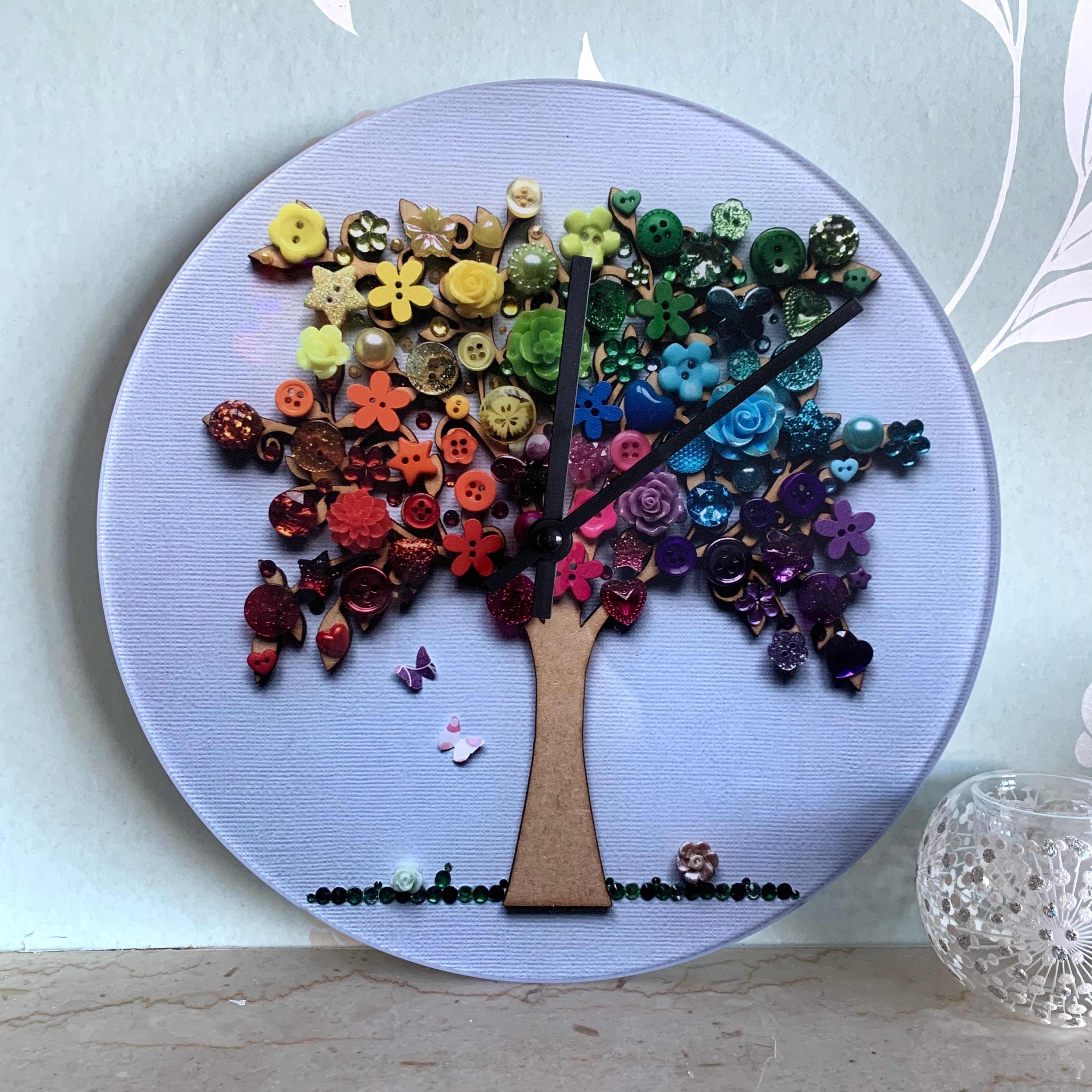 Home & Living Home Décor The Rainbow Tree Clock Art Wall Clock Rainbow ...