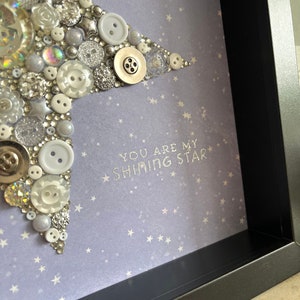 The Button Star, Button Framed Art, Star Theme Decor, Button Art Star ...
