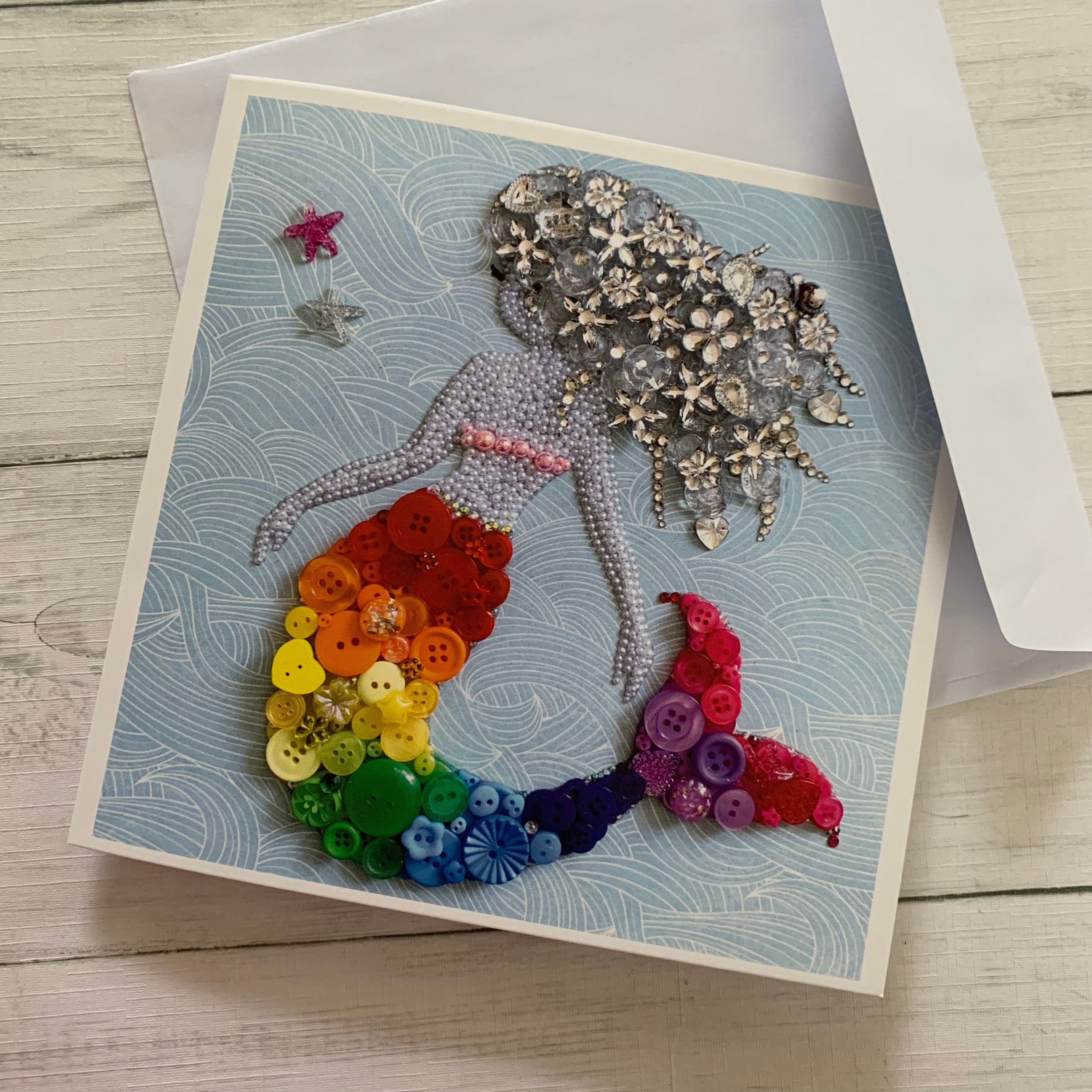 PRINTED Rainbow Mermaid Card Flat Printed Card Mermaid Theme | Etsy