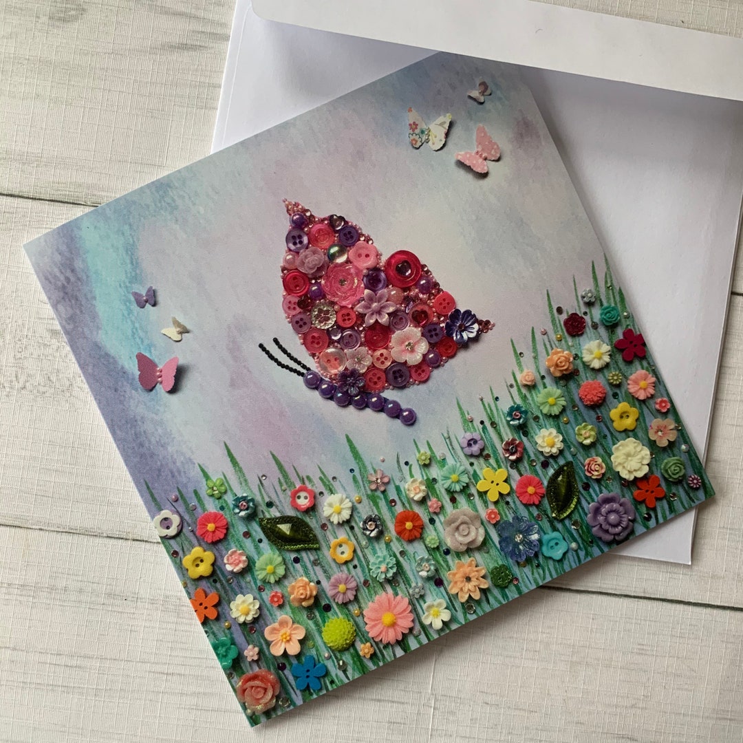 PRINTED Butterfly Garden Cards, Flat Printed Cards, Butterfly Theme ...