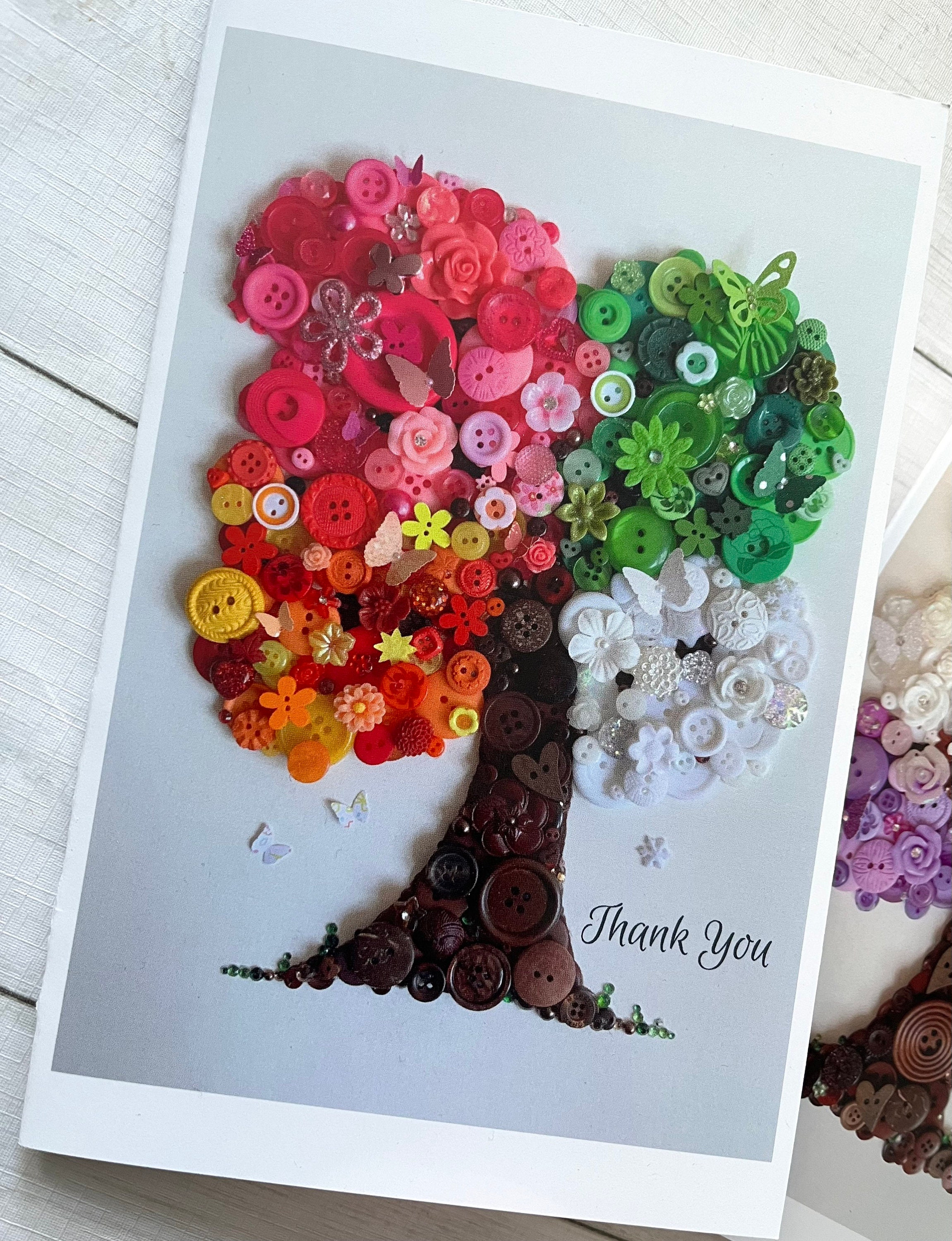 PRINTED Set of 2 Thank You Cards, Tree Art Thank You, Glossy Printed ...