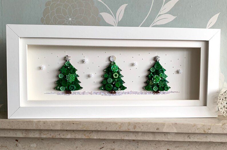 The Button Christmas Trees Button Art Gift Unique Christmas | Etsy