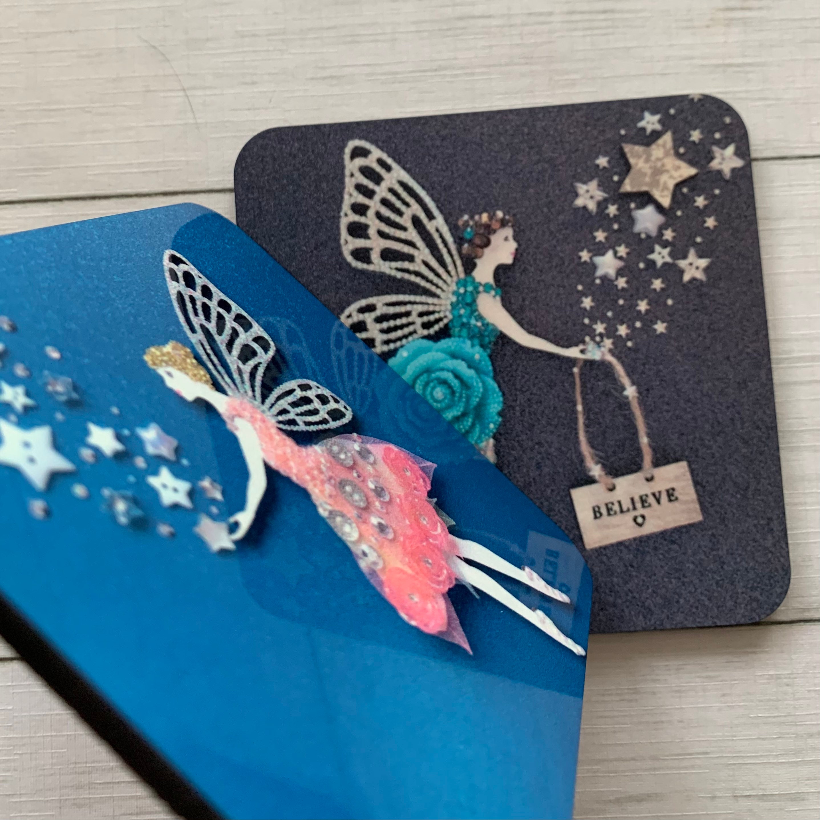 PRINTED Individual Fairy Coasters, Fairy Art Drinks Mat, Fairy Theme ...