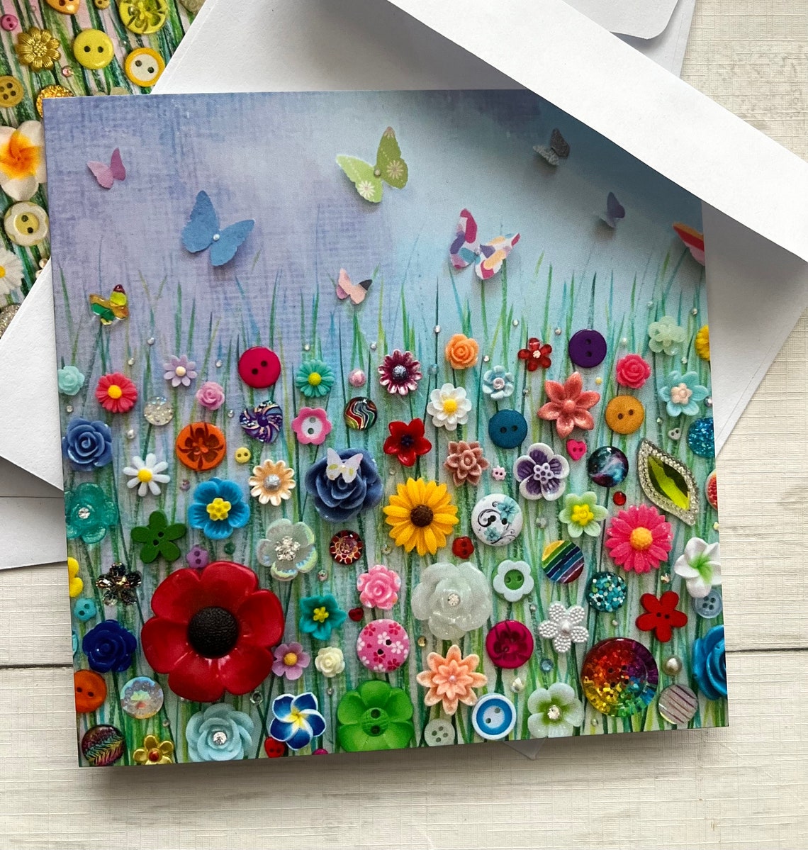 PRINTED Set of 5 Flower Meadow Cards, 14x14cm Floral Art Card Set ...