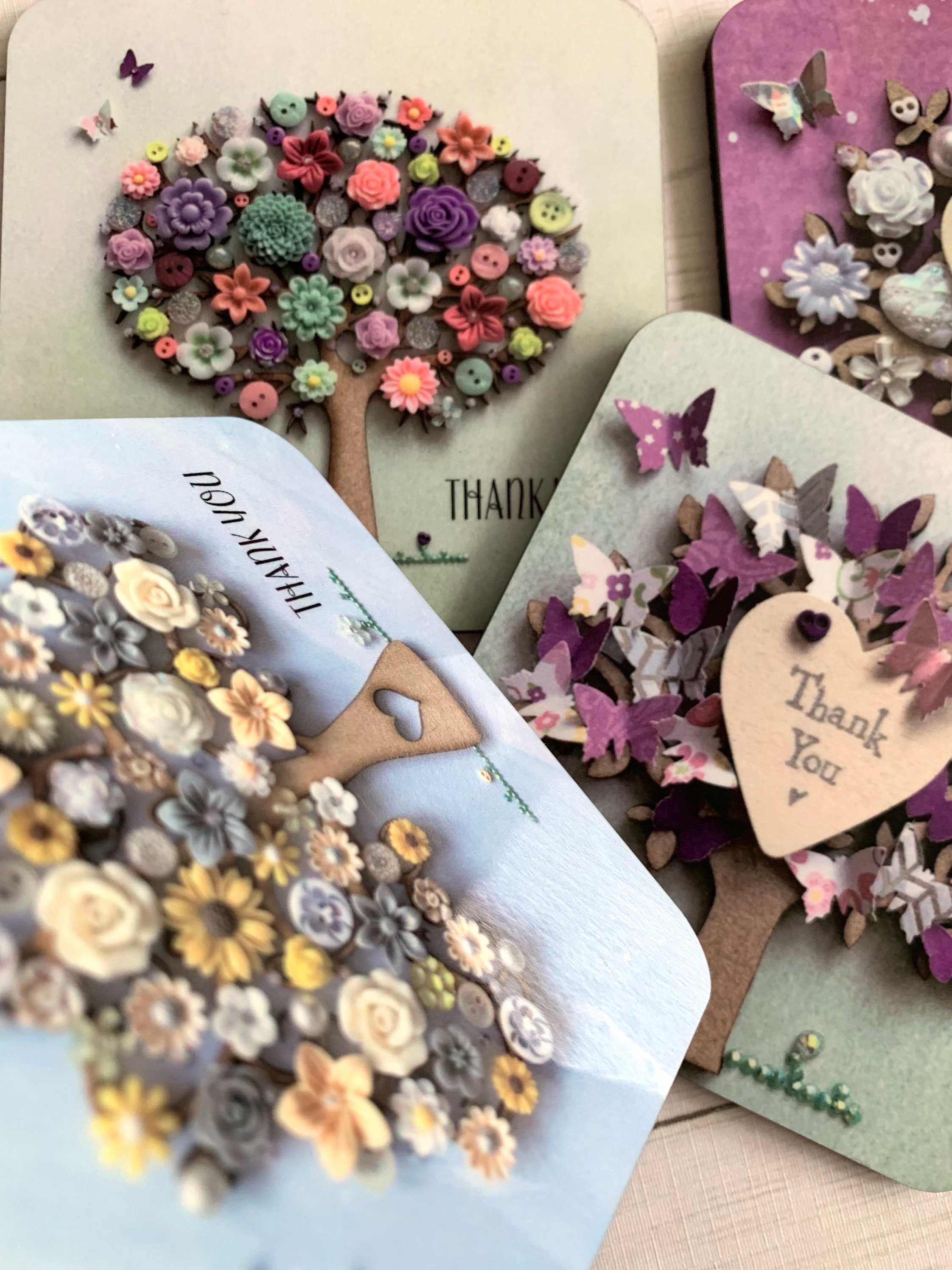 PRINTED Individual Thank You Tree Art Coasters Tree Drinks - Etsy