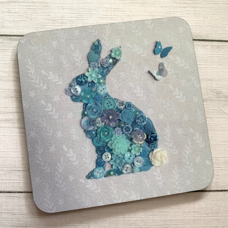 PRINTED Individual Bunny Coasters Unique Coasters Rabbit | Etsy