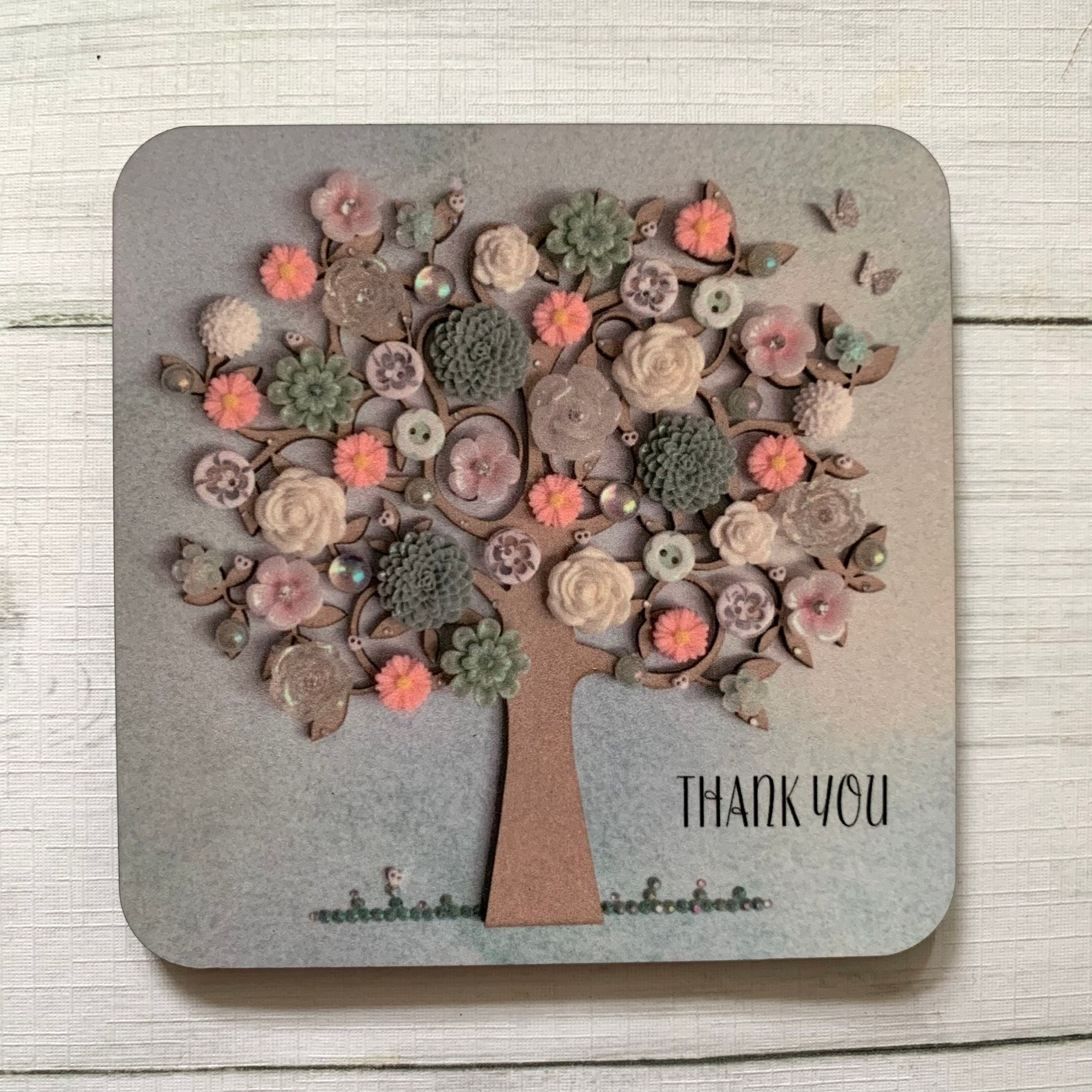 PRINTED Individual Thank You Tree Art Coasters Tree Art | Etsy