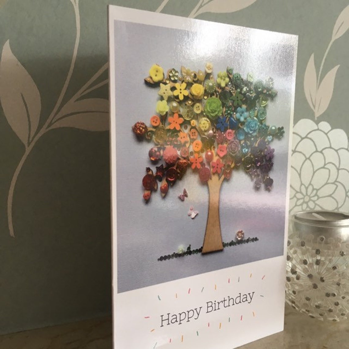 PRINTED Tree Birthday Cards, Art Print Card, Rainbow Theme Birthday ...