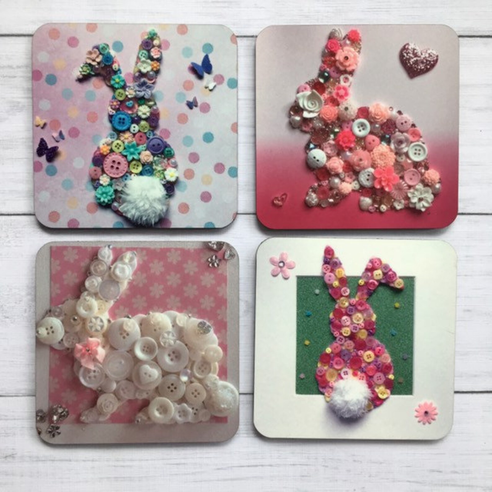 PRINTED Individual Bunny Coasters Unique Coasters Rabbit | Etsy