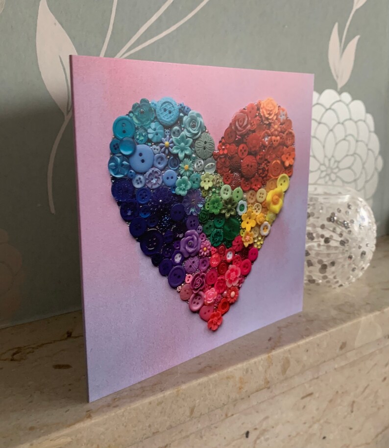 PRINTED Rainbow Heart Card Heart Theme Print Rainbow Lover | Etsy