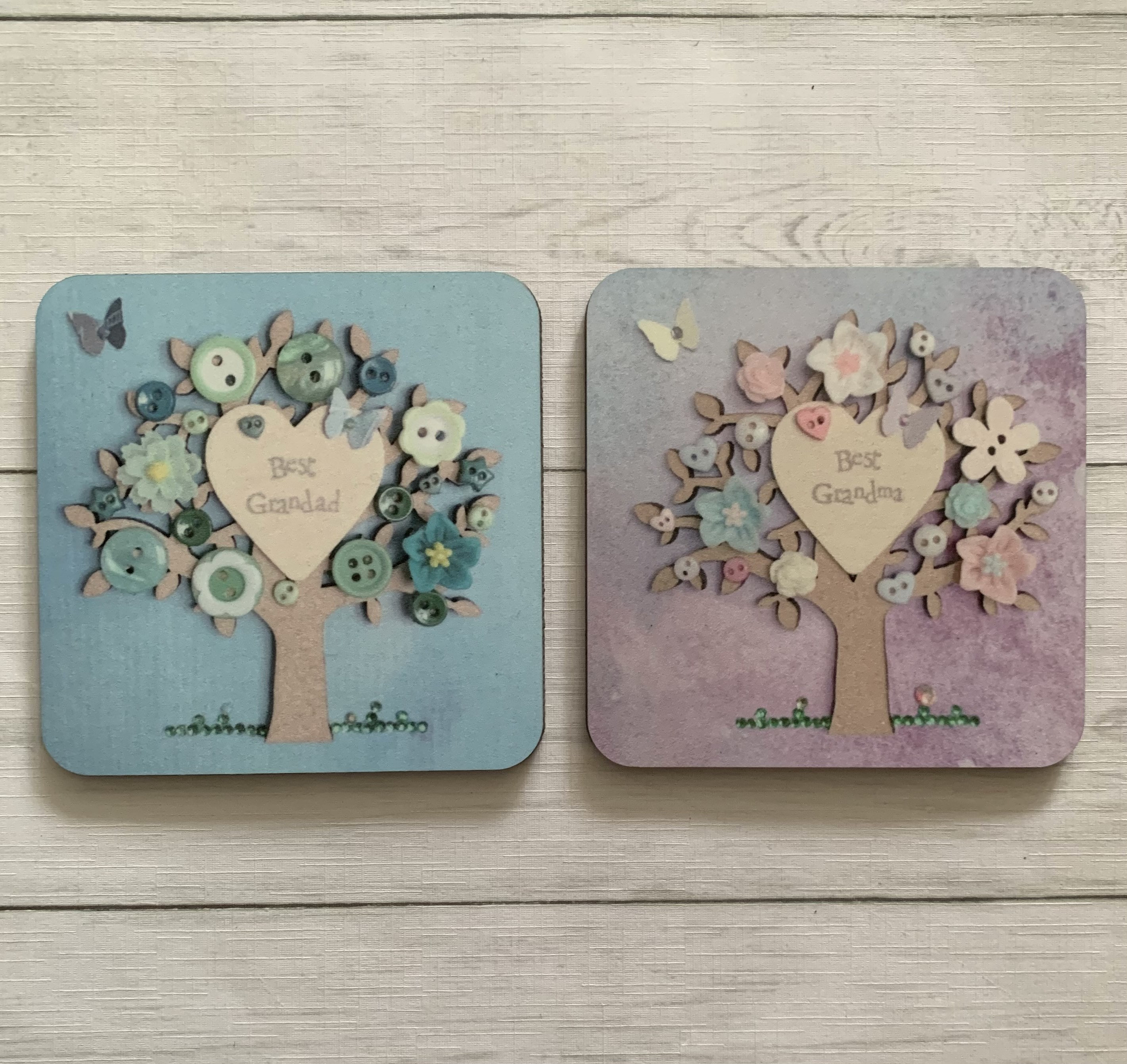 PRINTED Individual Best Grandma Coasters, Grandad Quote Coasters, Tree ...