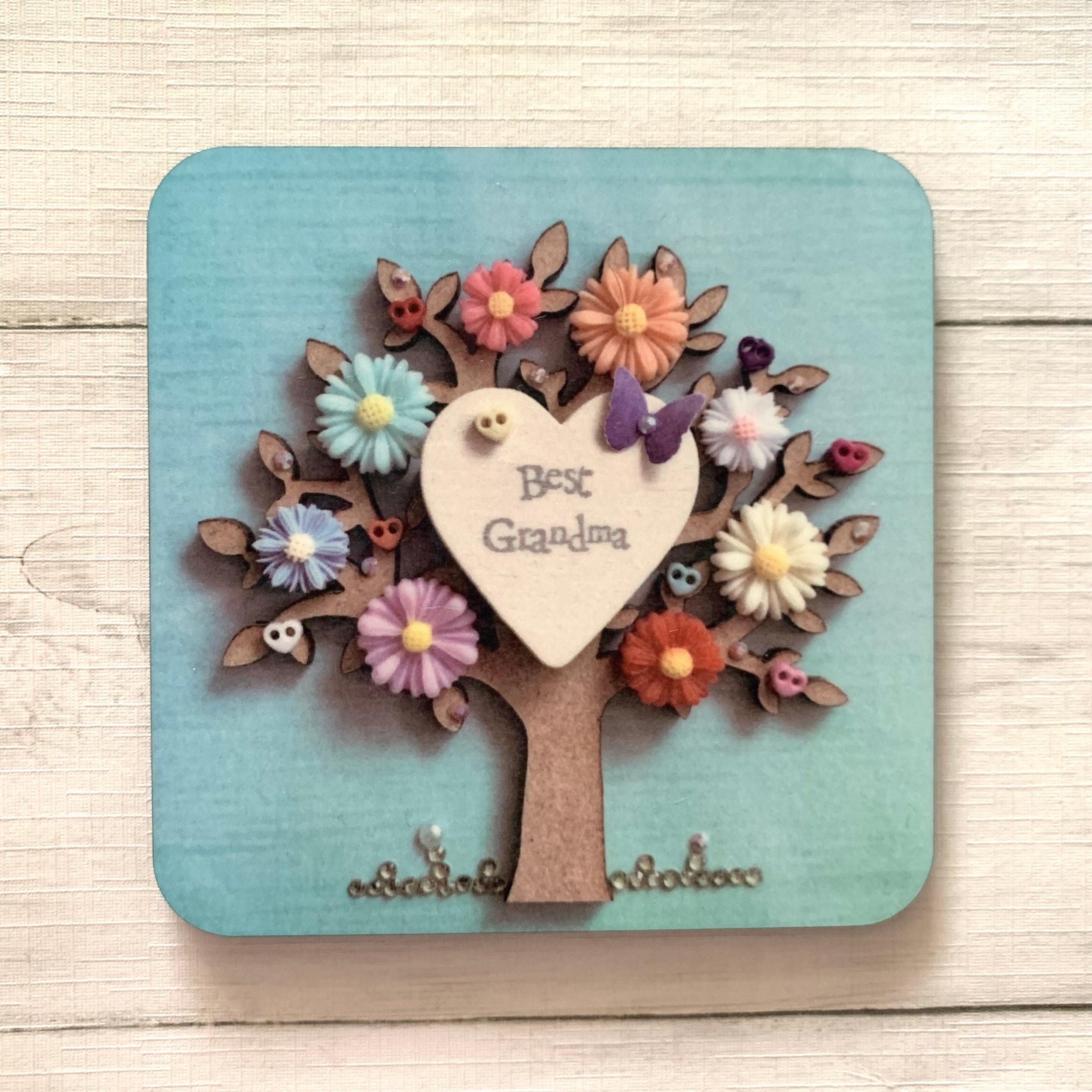 PRINTED Individual Best Grandma Coasters, Grandad Quote Coasters, Tree ...