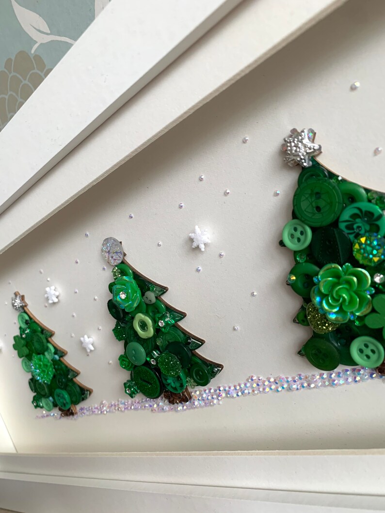 The Button Christmas Trees Button Art Gift Unique Christmas | Etsy