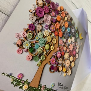 PRINTED Tree Art Card, With Love Card, Flat Printed Cards, Pastel Tree ...