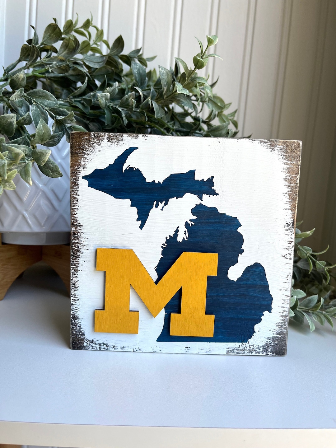 Michigan Shelf Sitter 5.5" Square, U of M, U-M, University of Michigan ...