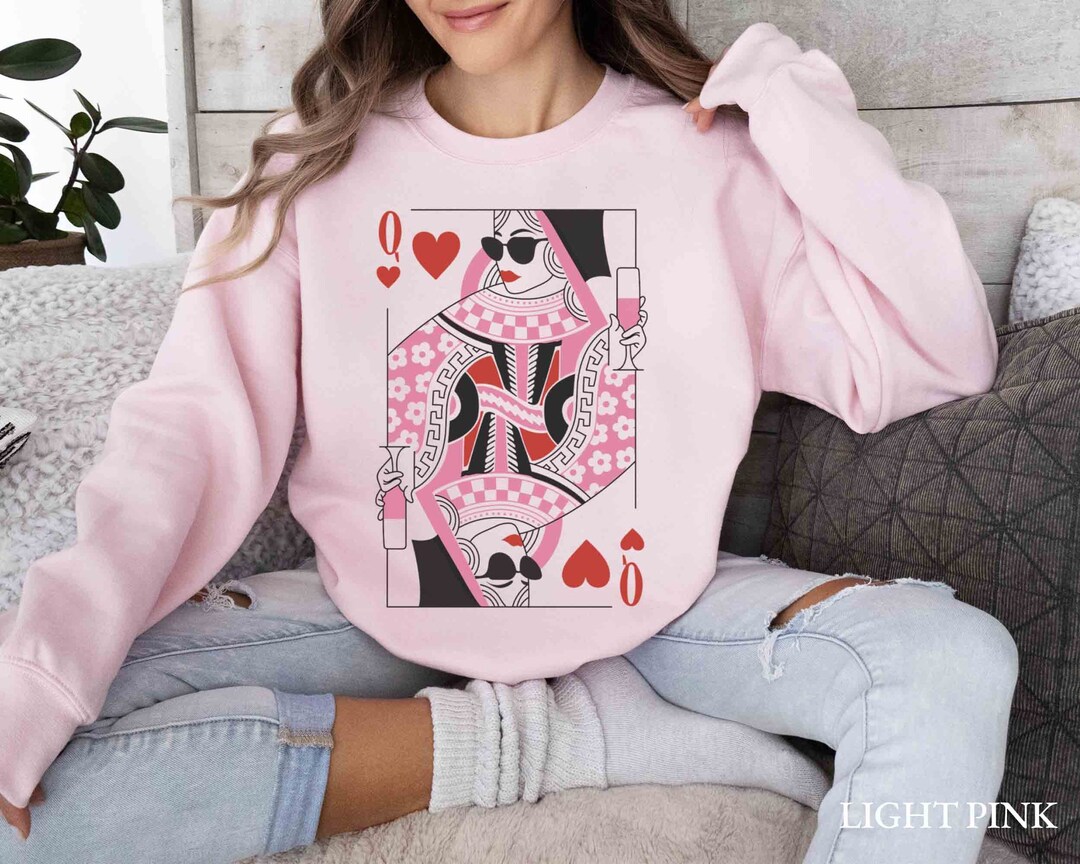 Queen of Hearts Sweatshirt, Mothers Day Gift for Mom, Birthday Queen, Valentines Day Heart Shirt ...