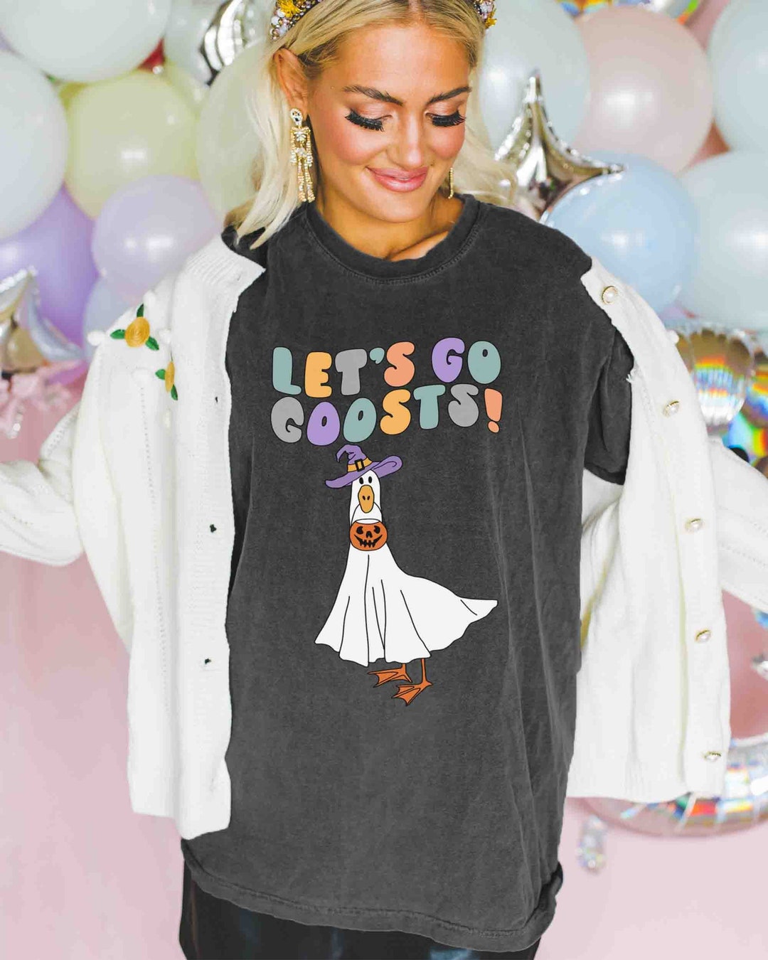 Silly Ghost Let's Go Goosts Comfort Colors Shirt, Goose Witch Lets Go ...