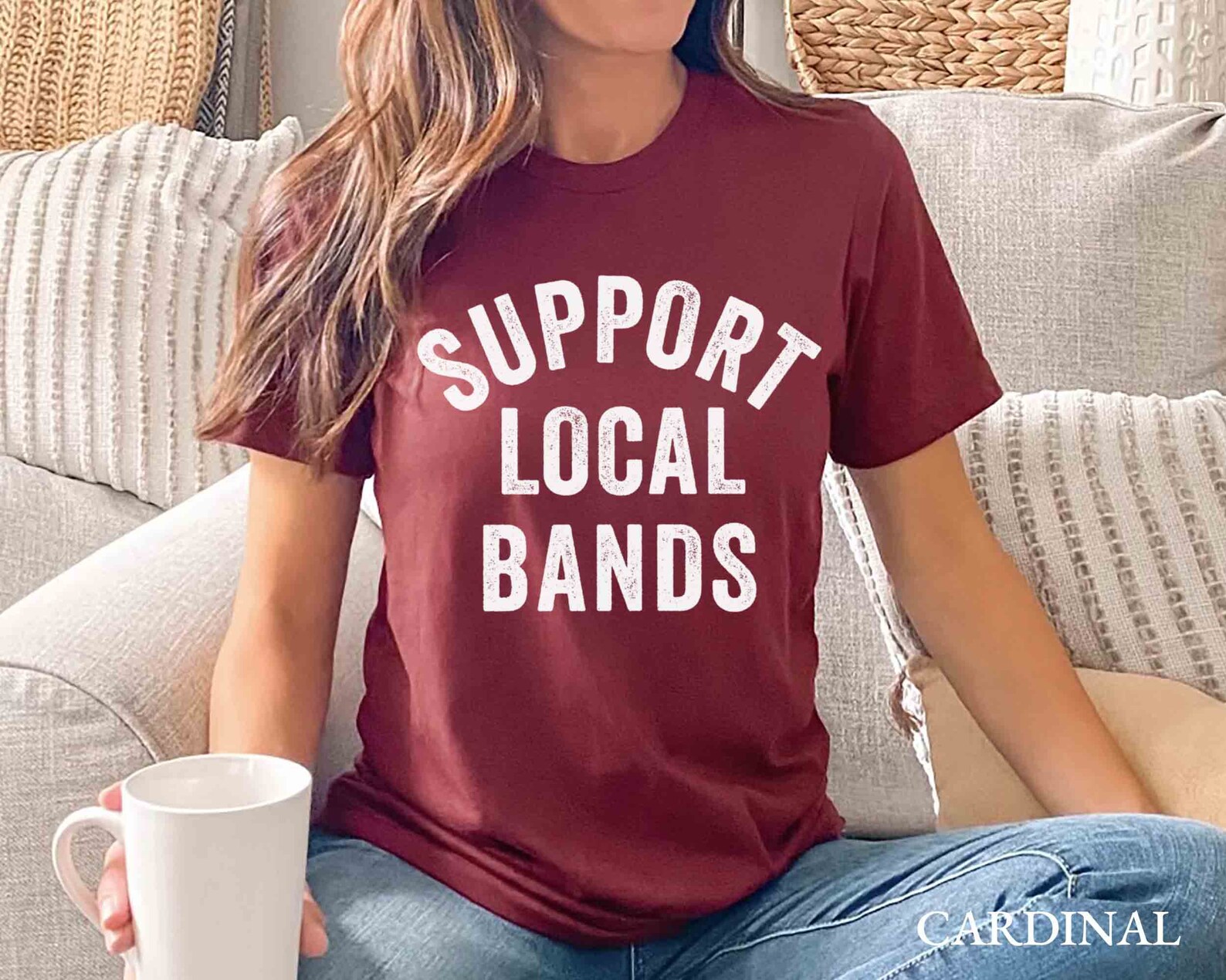 Support Local Bands T-shirt: Distressed Letterpress Style Concert Tee ...