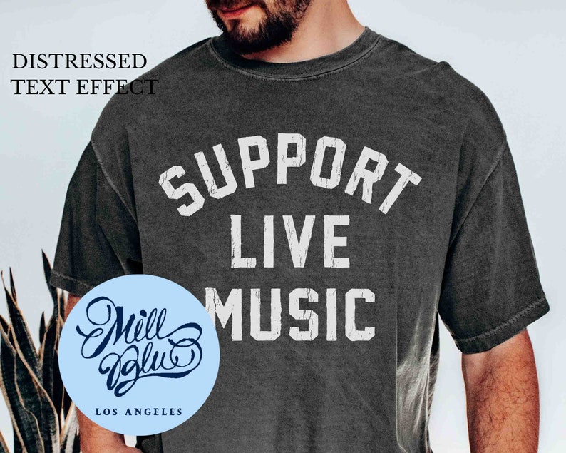 Support Live Music T-shirt | Grunge-look Distressed Style Concert Tee ...