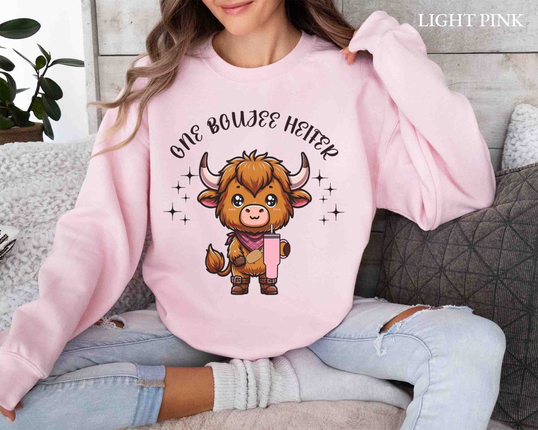 Boujee Heifer Highland Cow Sweatshirt, Cute Cow Farmyard Animal ...