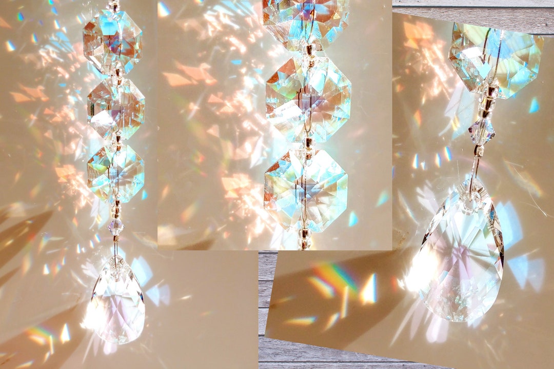 Crystal Suncatcher Rearview Mirror Car Charm Suncatcher Crystal Prism ...