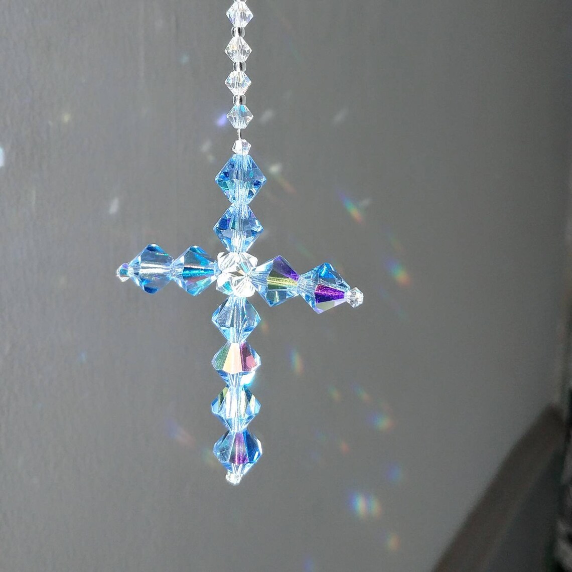 Austrian Crystal Cross Rear View Car Charm Cross Suncatcher - Etsy