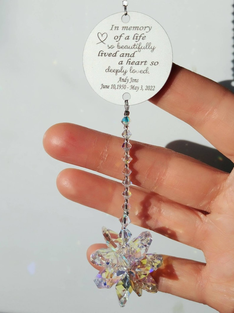 Personalized Memorial Suncatcher Crystal Suncatcher Memorial - Etsy