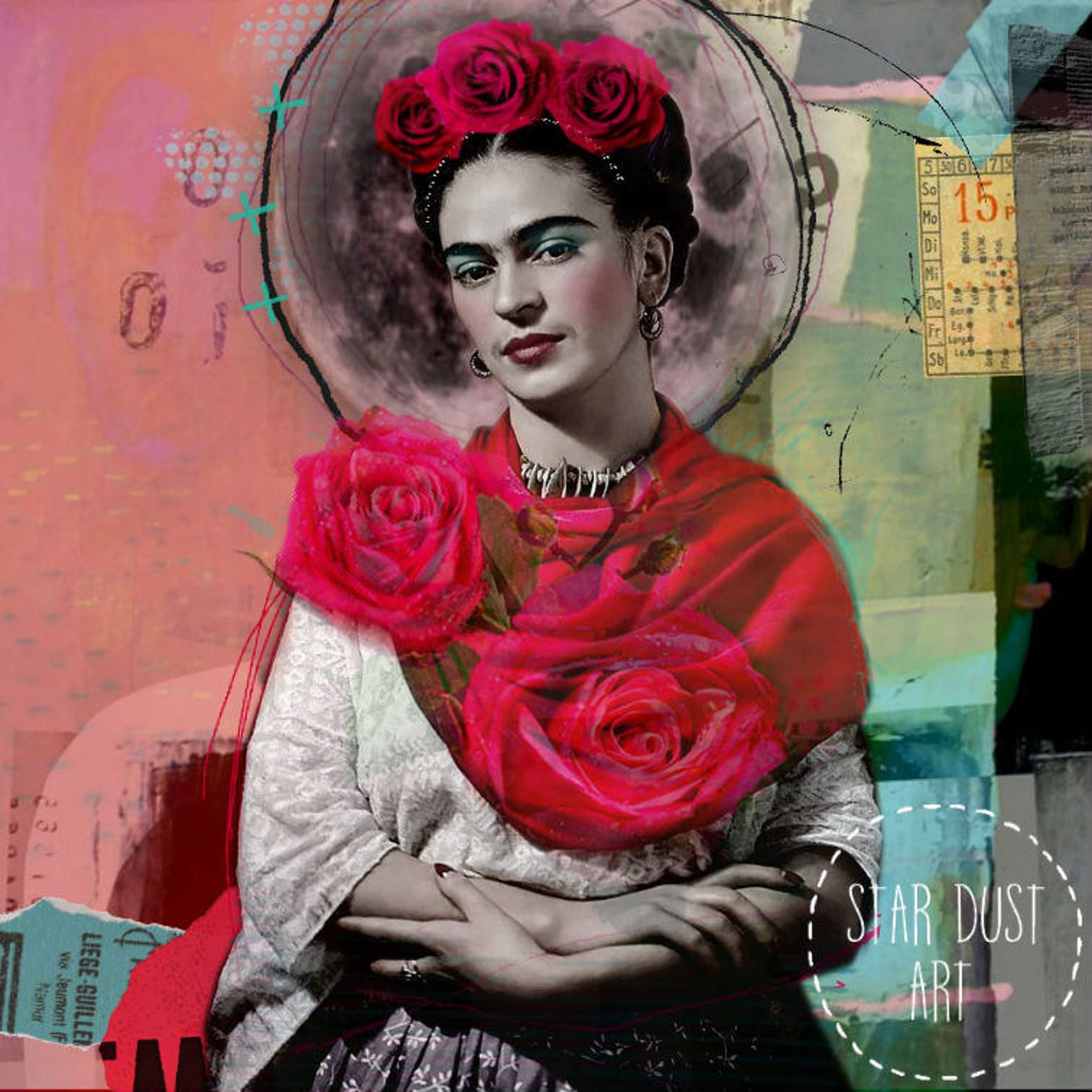 Frida Kahlo Print, Frida Kahlo Collage, Giclee, Digital Print on Canvas ...