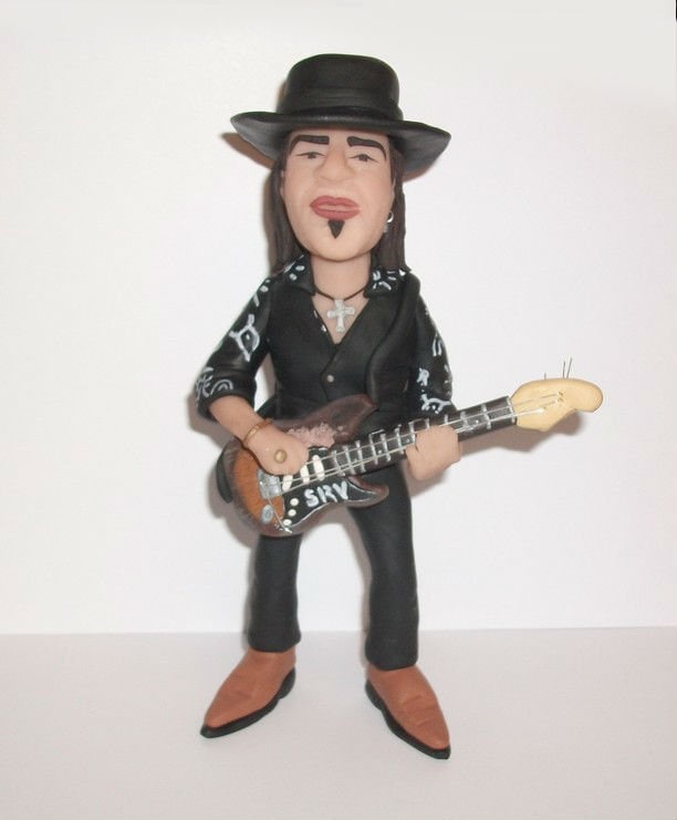 Stevie Ray Vaughan Figurine, Blues Rock Star, Miniature Sculpture, Hand ...