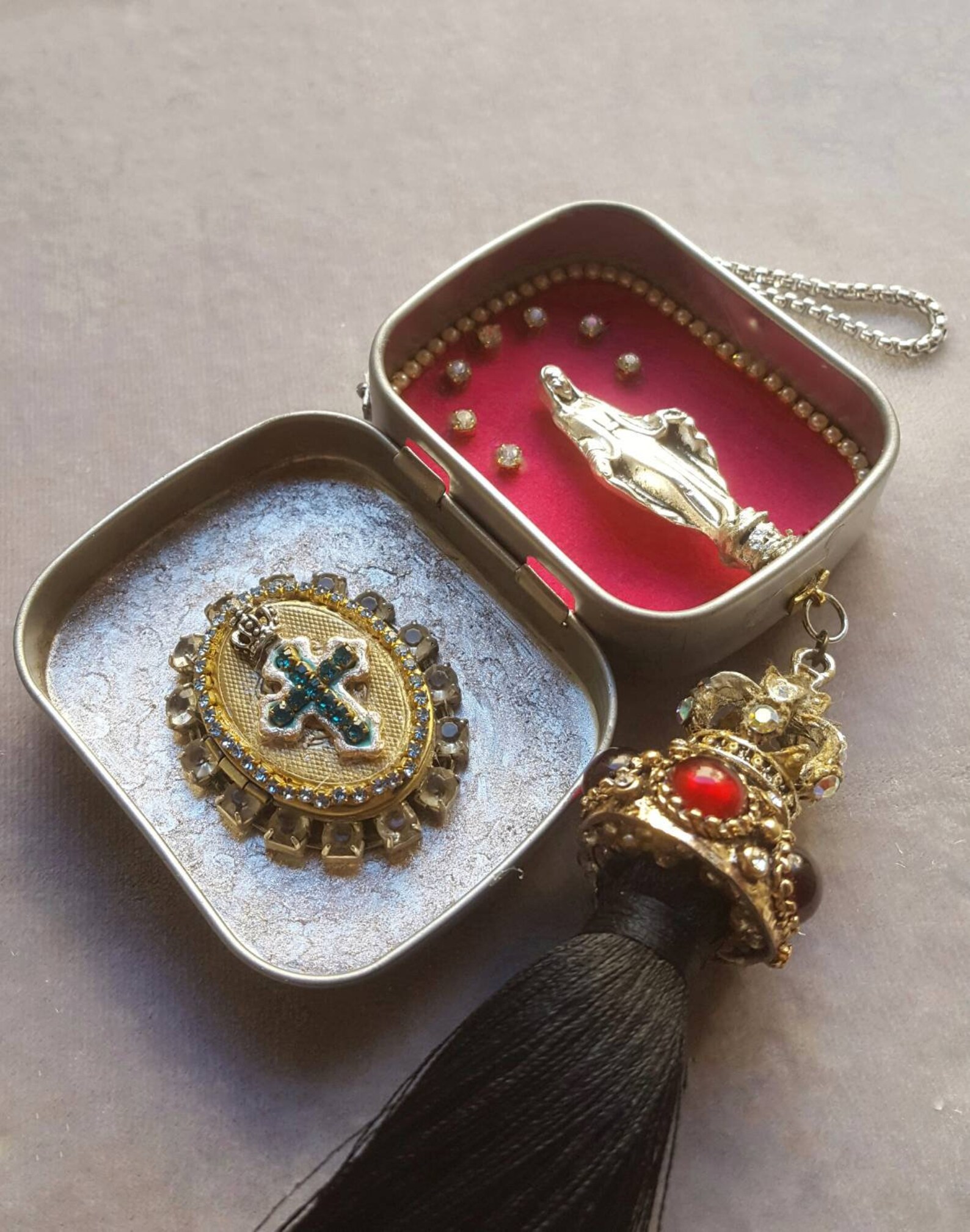 Unique Tiny Virgin Mary Shrine, Mini Altoid Altar, One-of- A- Kind ...