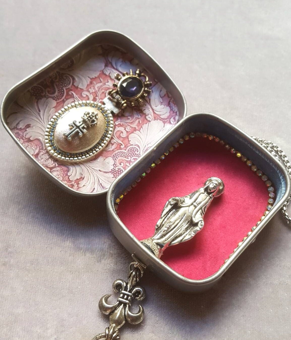 Unique Virgin Mary Shrine, Mini Altoid Altar, One-of- A- Kind Religious ...