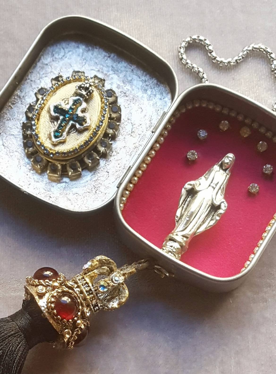 Unique Tiny Virgin Mary Shrine, Mini Altoid Altar, One-of- A- Kind ...