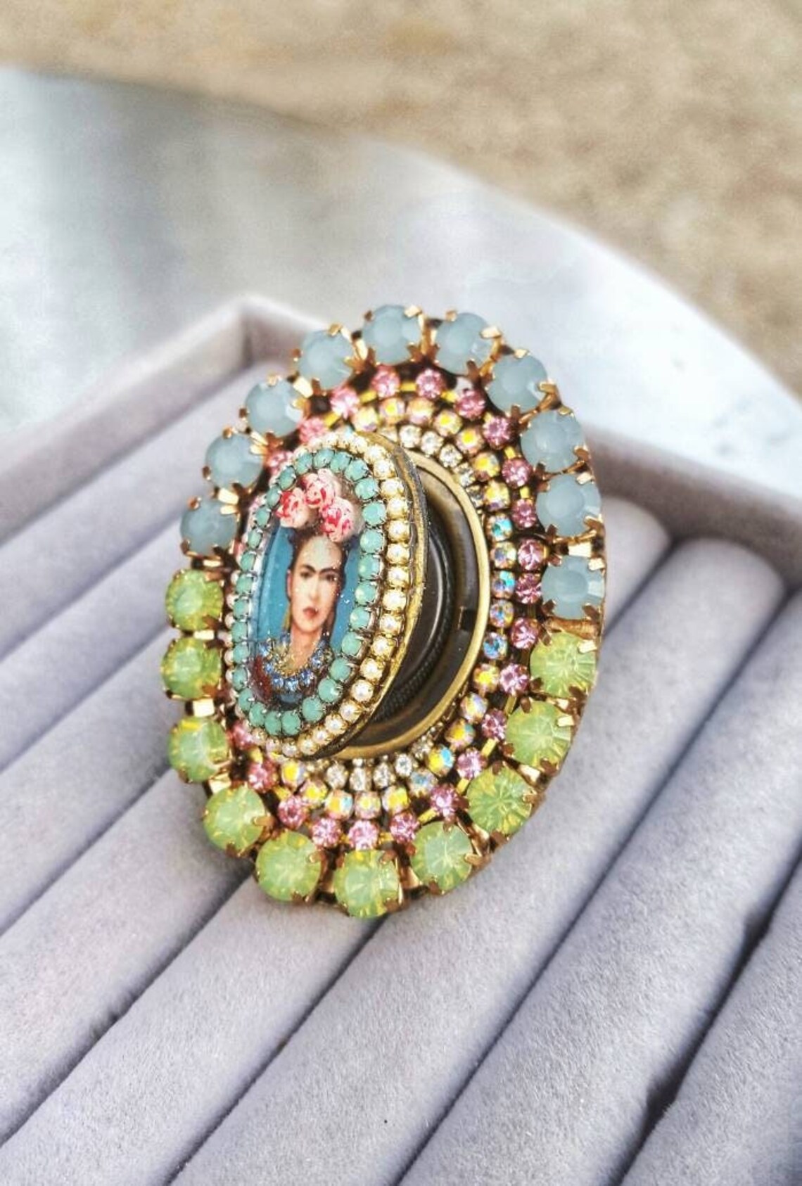 Frida Kahlo Ring, Big Finger Candy Ring, Unique Oversized Statement Ring, OOAK Poison Ring ...